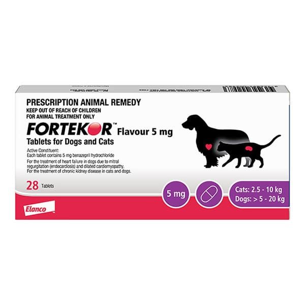 FORTEKOR™ Flavour 5 mg Tablets for Dogs and Cats 28 Tablets- Prescript ...